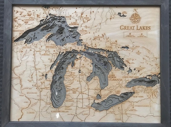 Wood Chart Nautical Map of the Great Lakes – Objects of Desire Artful ...